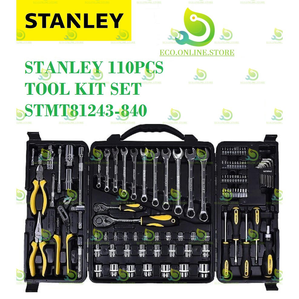 STANLEY 110PC TOOL KIT SET STMT81243-840 SPANNAR PLIER SOCKET DILL BIT ...