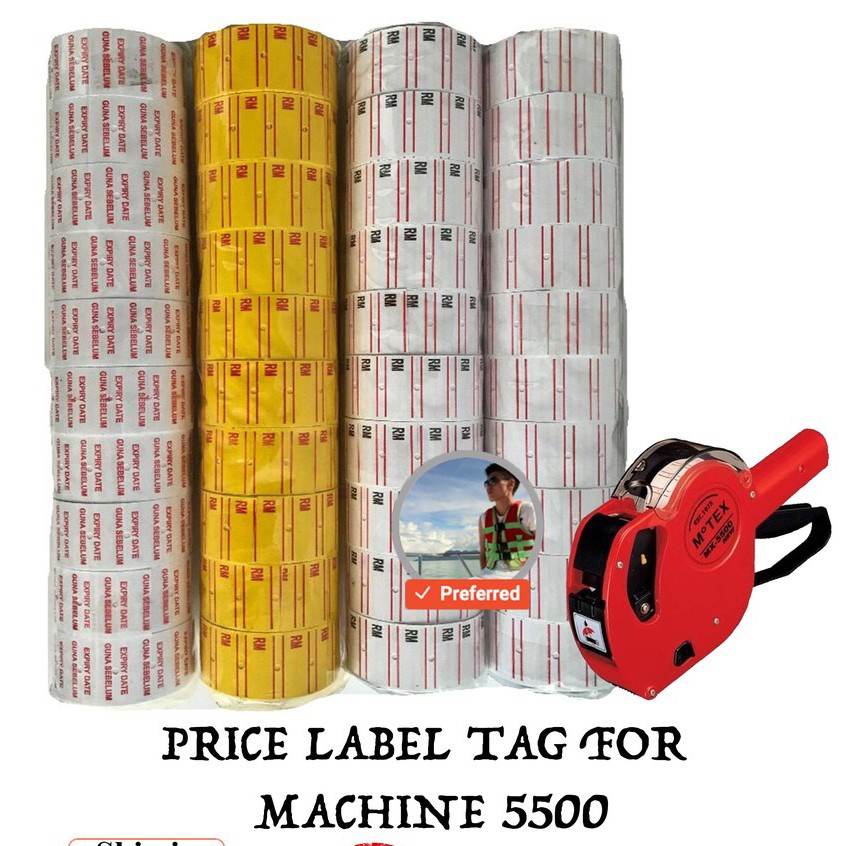 Price label tag for labeller Machine #5500 MX5500 RM Sticker Price Sticker Expire Sticker (READY ...