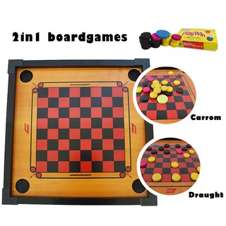 Mini Carrom Board & Draught Set / Set Papan Karom & Dam Haji Mini (48cm ...
