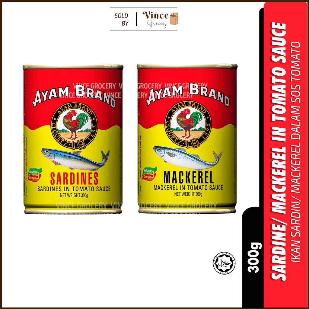AYAM BRAND Sardine / Mackerel in Tomato Sauce | Ikan Sardin / Mackerel Dalam Sos Tomato 300G ...
