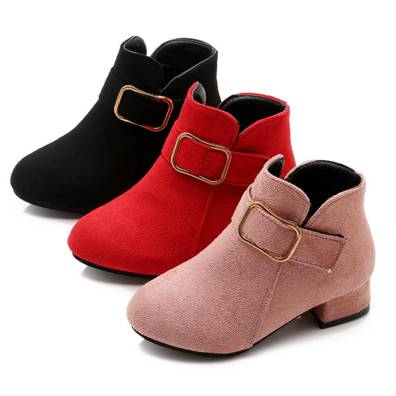 Girls Boots Red Fashion Suede High Heels Martin Boots 3-12Yrs Kids ...