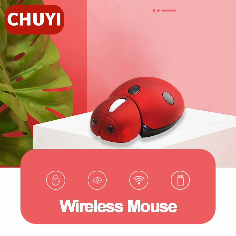 Cartoon Ladybug Wireless Mouse 2.4G Optical Mini Computer Wireless ...