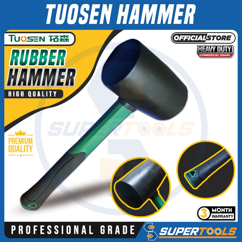 TUOSEN Rubber Head Hammer Double Faced Mallet Anti Skid Fibre Handle ...