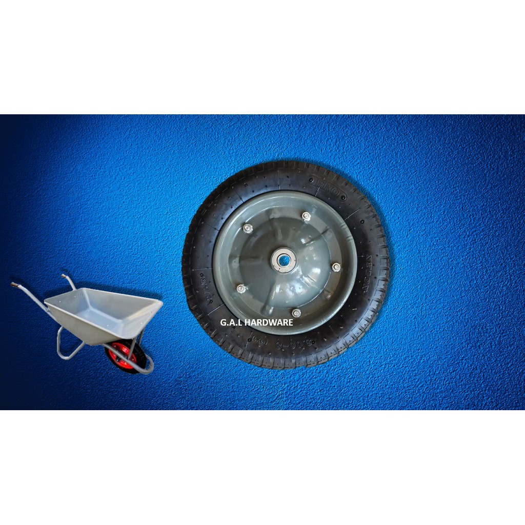 Tayar kereta sorong /roda 13" x 3" pneumatic wheel barrow tyre metal ...