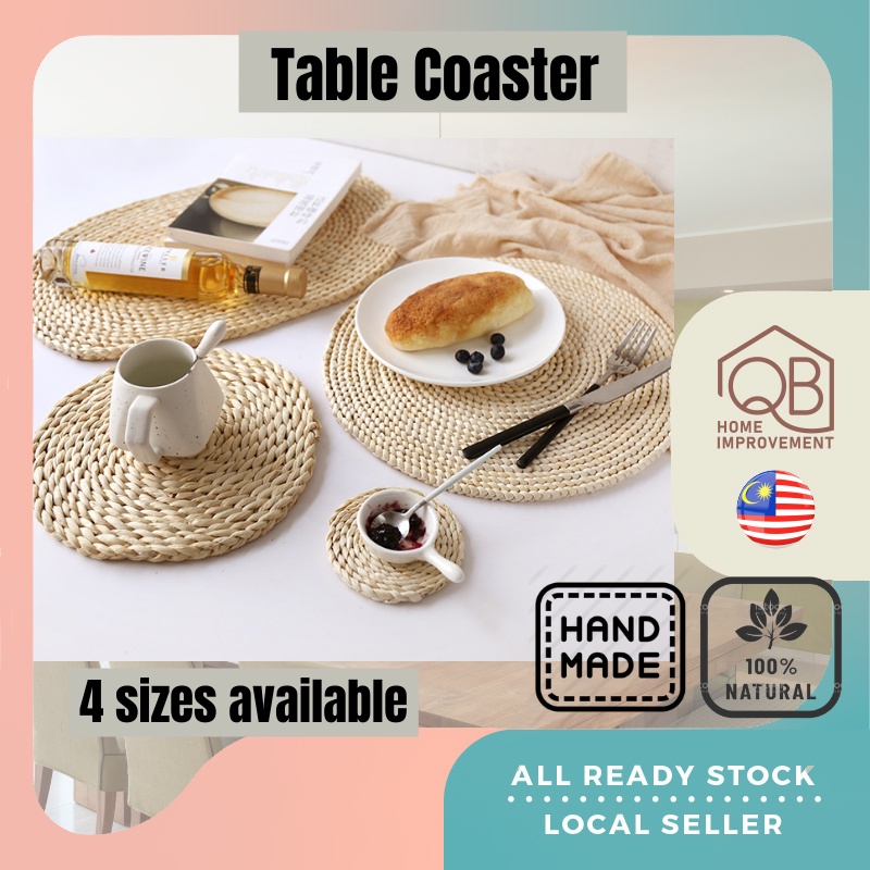 QB Japanese-style Home Natural Corn Husk Handmade Straw Plate Tea Table ...