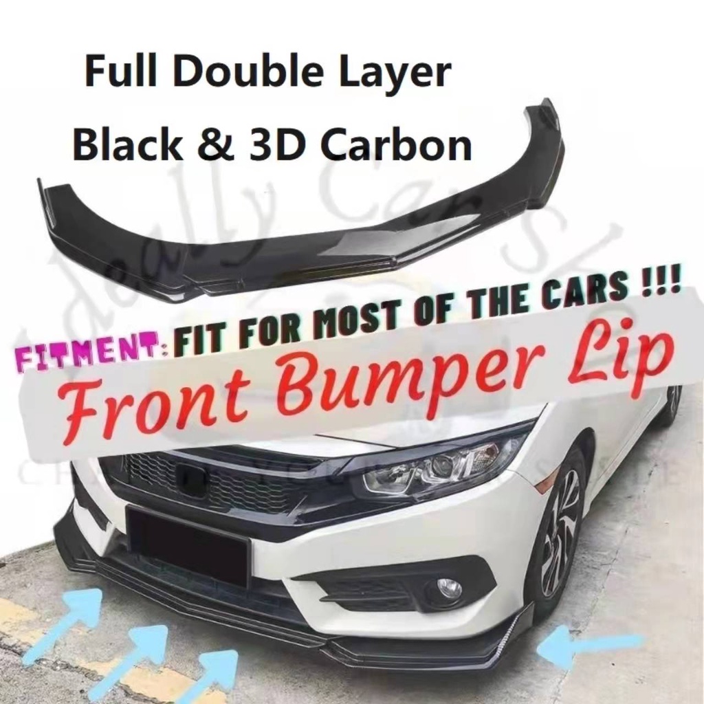 Ideally Car Universal FRONT BUMPER DIFFUSER LIP Double Layer (Fit All ...