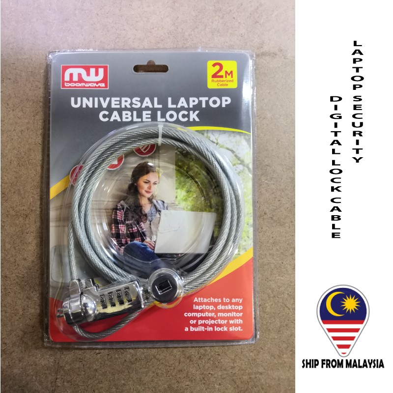 UNIVERSAL 4 DIGIT PASSWORD SECURITY CABLE CHAIN LOCK FOR LAPTOP ...