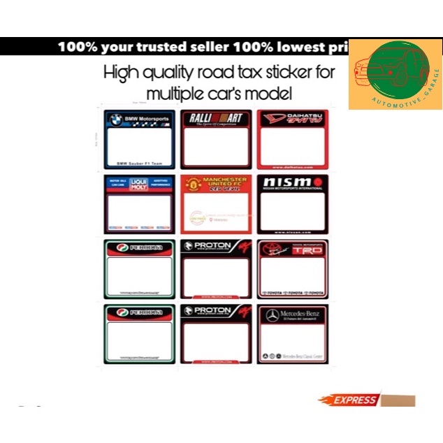 High Quality Car Road Tax Roadtax Sticker Perodua Proton TRD Nismo ...
