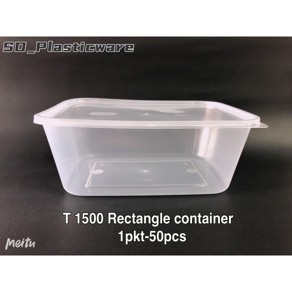 Rectangular Microwave Food Container With Lid Tupperware-T 1500 (50PCS ...