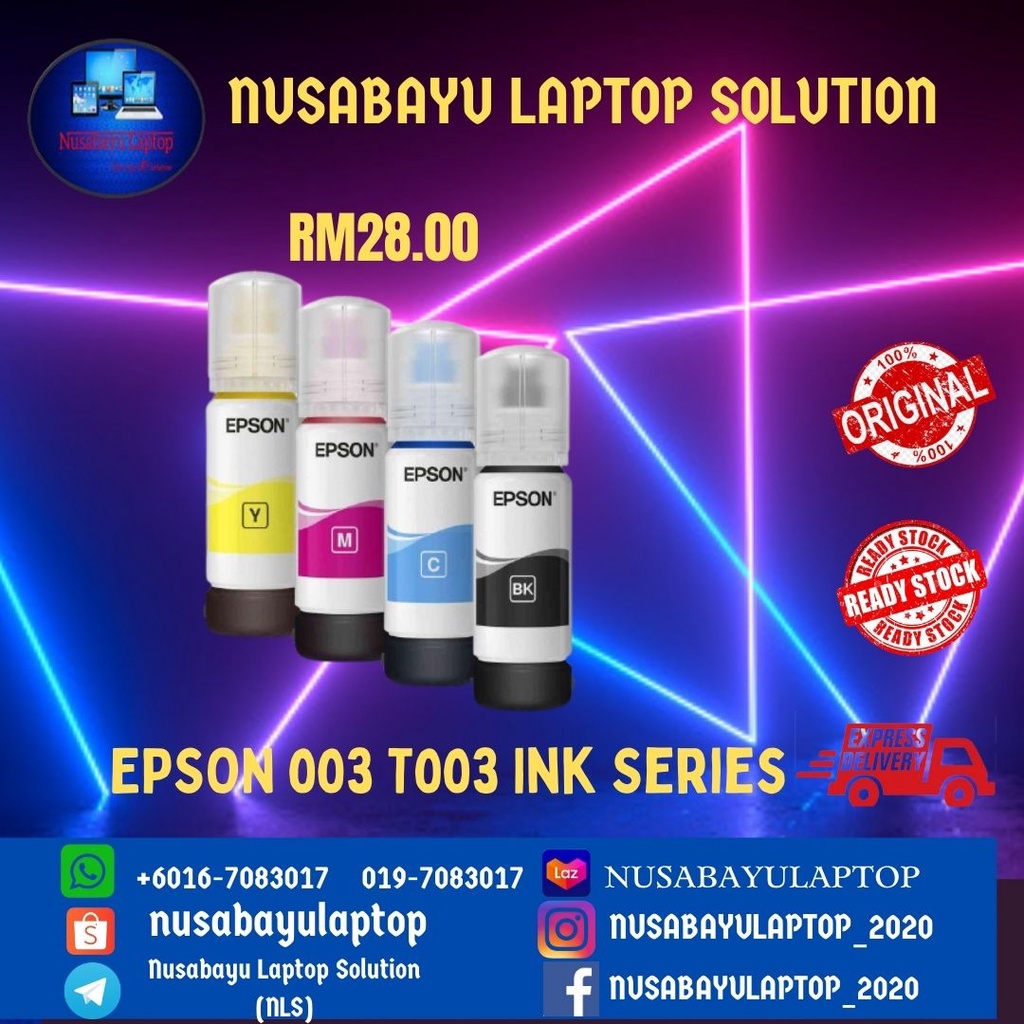 EPSON 003 T003 Ink Series For L3110 L3150 T003 - Cyan/Magenta/Yellow ...