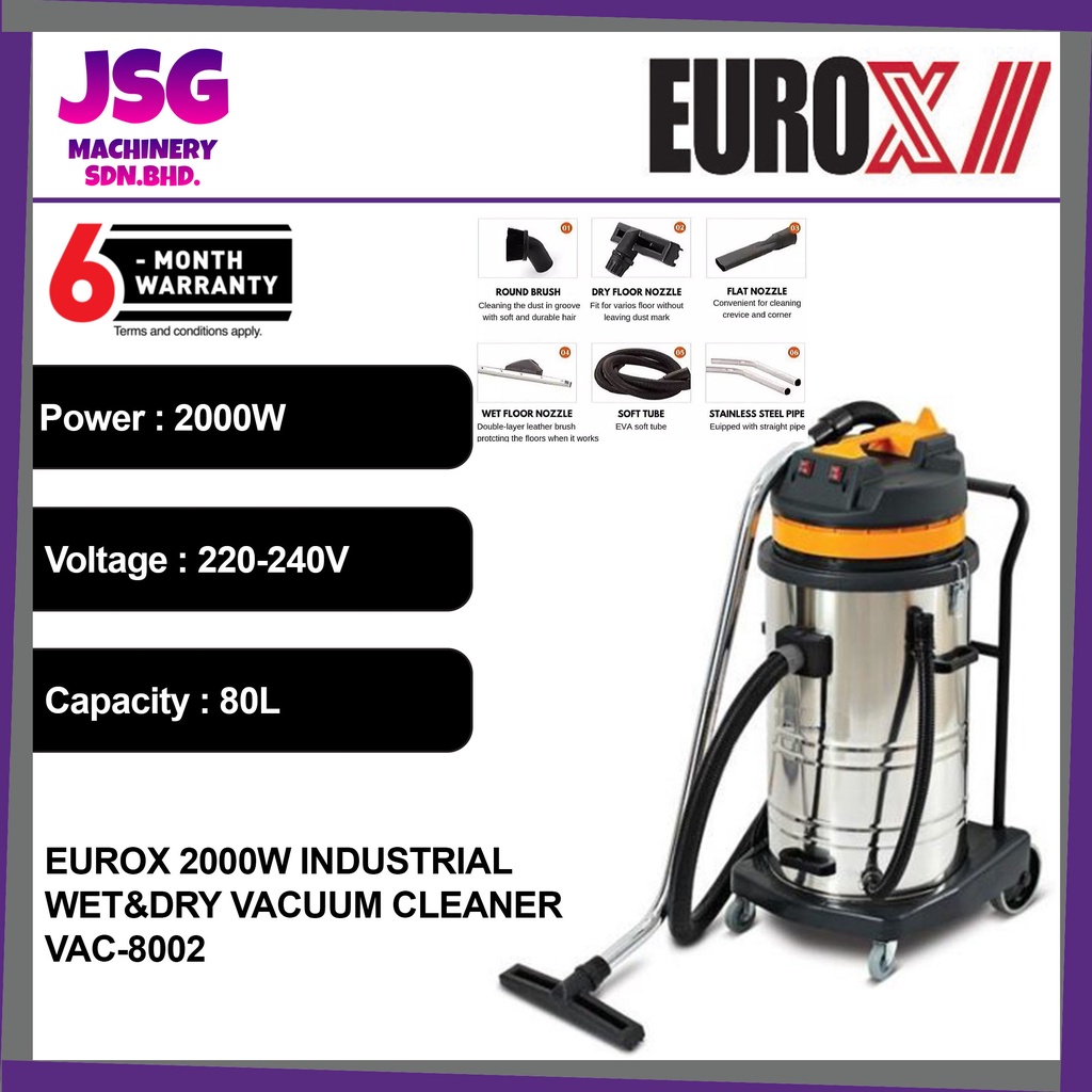 Eurox Europower 2000w Industrial Wetanddry Vacuum Cleaner Vac 8002