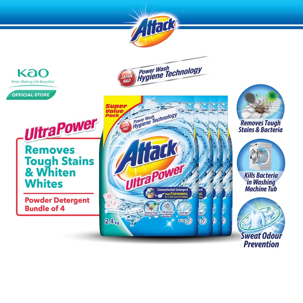 Attack Powder Detergent Plus Softener Floral Romance (1.4kg) | PGMall