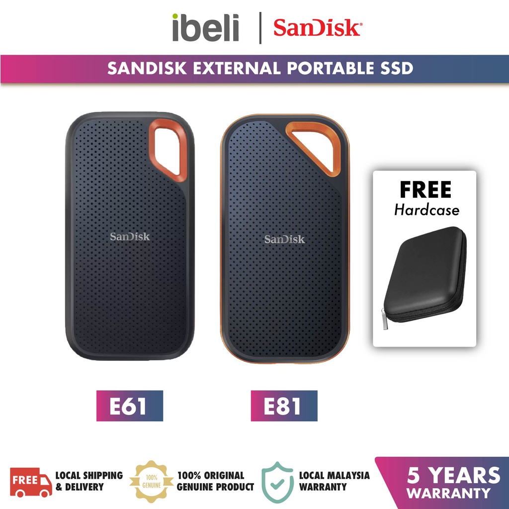 SanDisk Extreme Portable SSD E61 E81 (1050mbs/2000mbs/4TB) | Shopee Malaysia