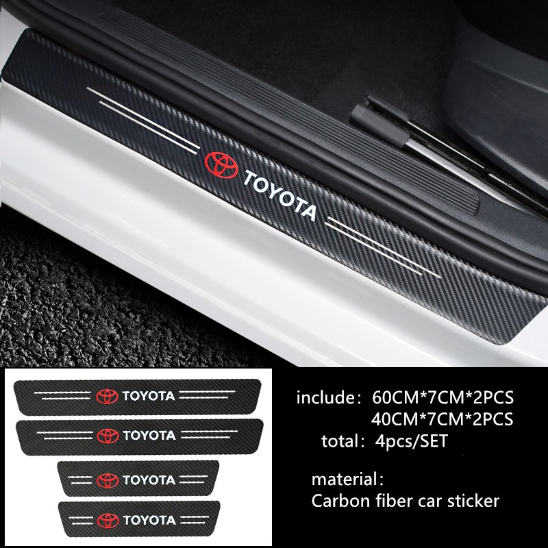 4pcs Toyota Universal Car Door Side Step Threshold Sticker Carbon Fiber ...