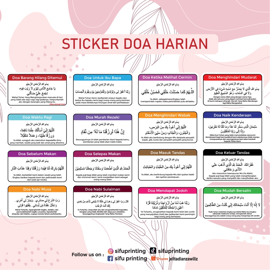 READY STOCK | STICKER DOA HARIAN | STICKER DOA AMALAN | 9CM x 5CM ...