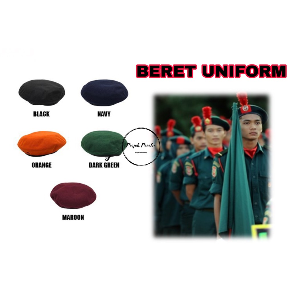 [BERET] Topi Beret KRS Kadet Polis Bomba PBSM KPA Persatuan Uniform ...