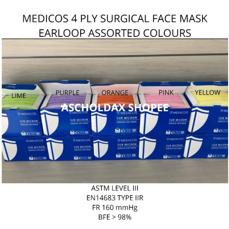 Medicos 4 PLY Sub Micron Surgical Face Mask 10'S or 50'S | Shopee Malaysia