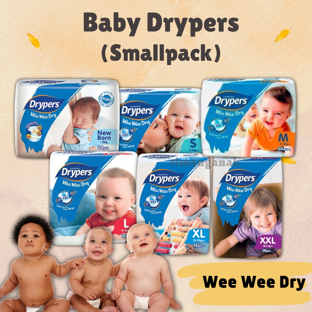 Drypers Wee Wee Dry Small Pack / Baby Diapers / Lampin Bayi (Small Pack ...