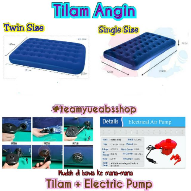 TILAM ANGIN SINGLE SIZE + ELECTRIC PUMP | Shopee Malaysia