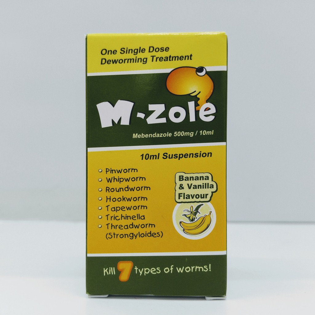 M-Zole Deworming Mebendazole Suspension Banana Vanilla 10ml | Shopee ...