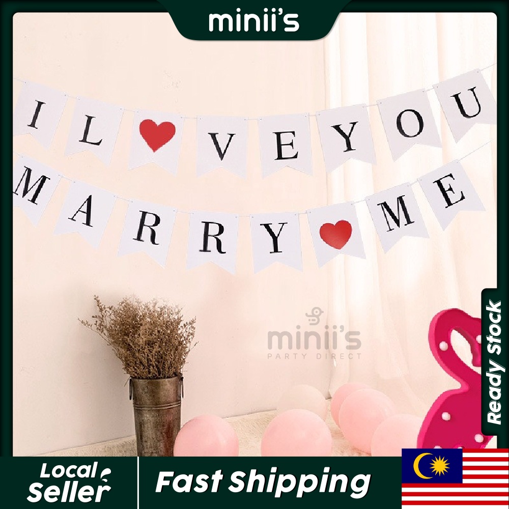 Miniis Marry Me Banner I Love You Banner White Color Hanging Signs for ... Miniis Marry Me Banner I Love You Banner White Color Hanging Signs for ...