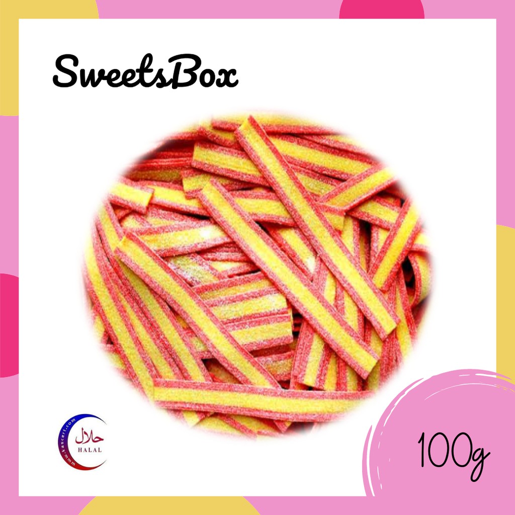 Sweetsbox | Bebeto Pink Lemonade Sour Belt Halal Gummy Candy - 100g ...
