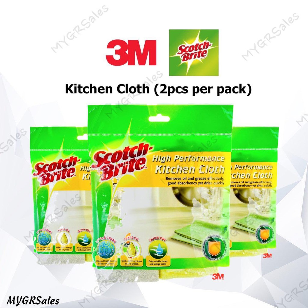 3M High Performance Kitchen Cloth (2pcs per pack) Ready Stock | Shopee ...