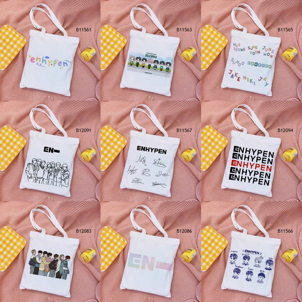 ENHYPEN Storage Bags Kpop Student Tote Bag Fashion Canvas Tote Bags ...