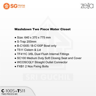 SANIWARE WC-2110A / Zella C100 Two Piece Toilet Washdown Water Closet ...
