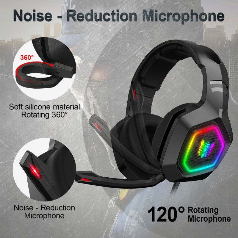 ONIKUMA K10 Surround Gaming Headset RGB LED Headphones with ...