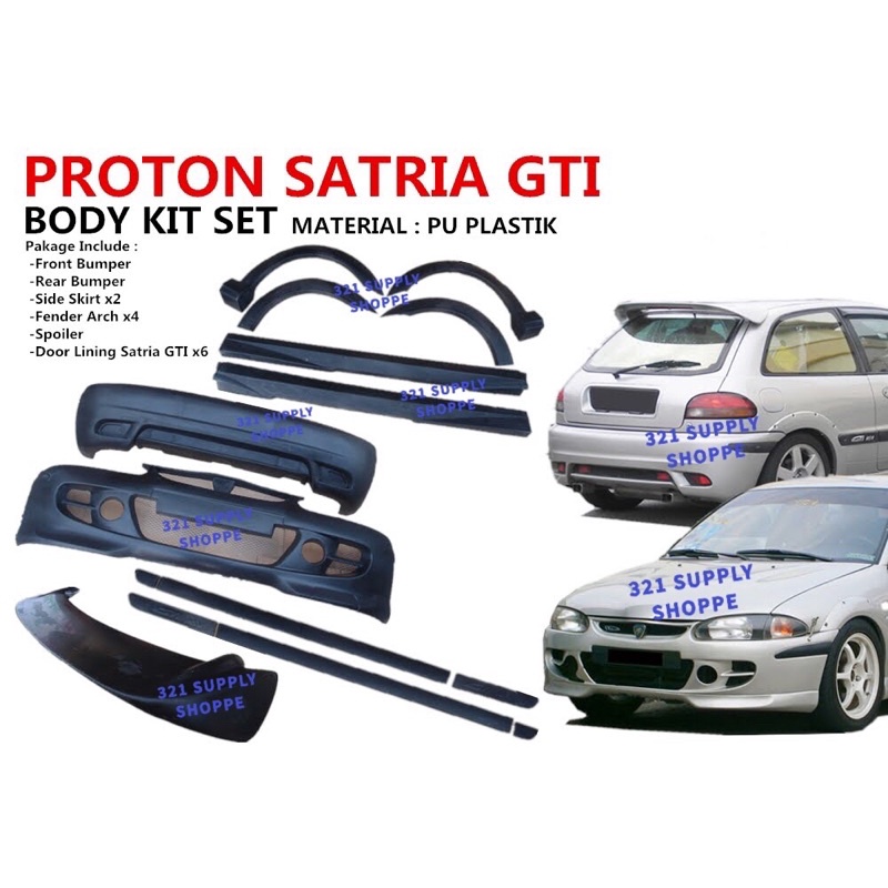 SATRIA GTI BODY KIT SET PU GETAR TAHAN BUMPER + SKIRT + SPOILER ...
