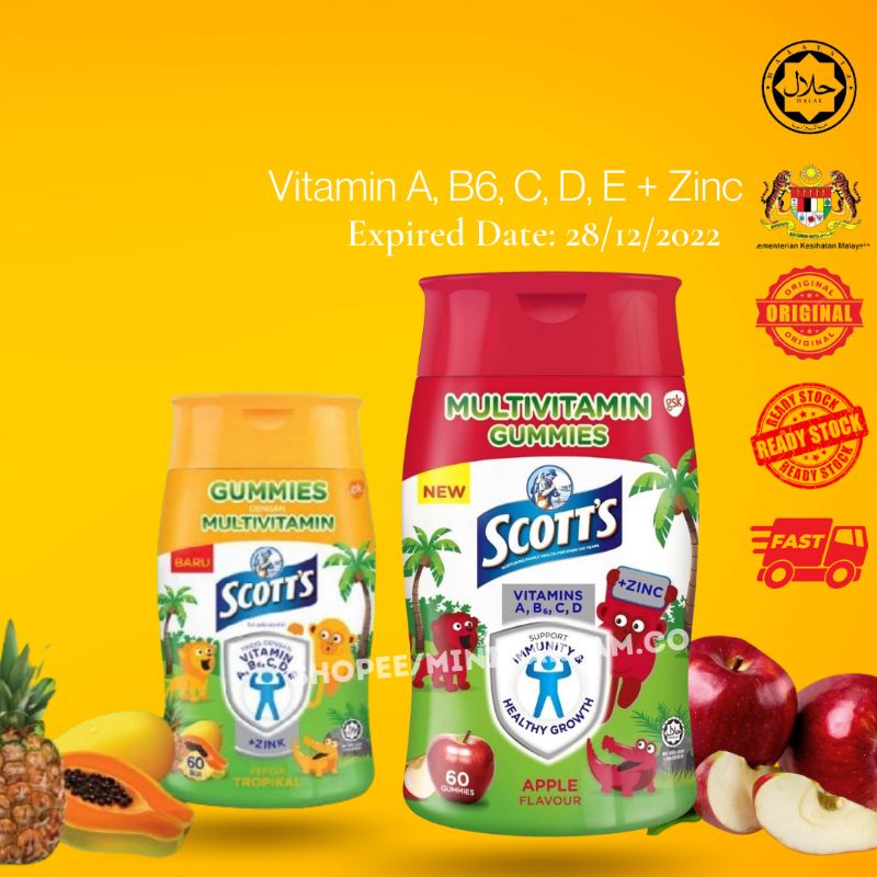 SCOTT'S MULTIVITAMIN GUMMIES FOR KIDS 60BIJI (5 YEARS AND ABOVE ...
