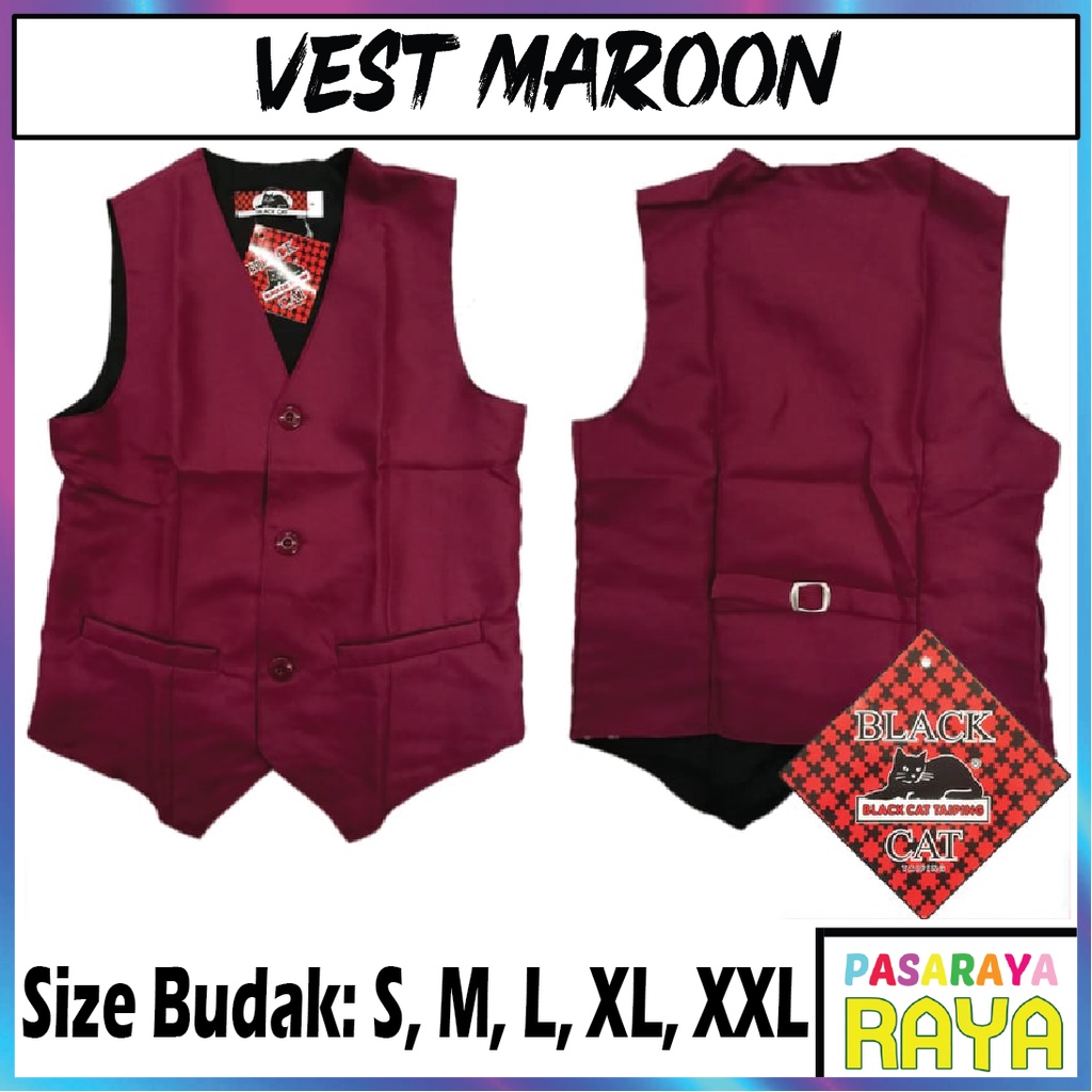 BAJU VEST MAROON SEKOLAH BLACK CAT TAIPING VEST SCHOOL UNIFORM MAROON ...
