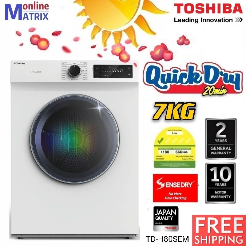 Toshiba 7KG SenseDry Tumble Dryer Machine Mesin Pengering TD-H80SEM TD ...