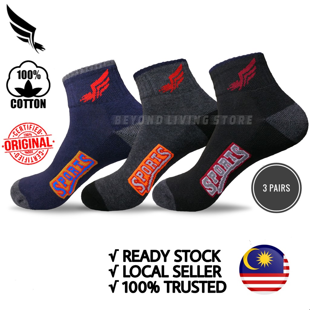 3 Pasang Stokin Tebal Pendek/Stoking Sukan Lelaki Wanita/Socks Men ...