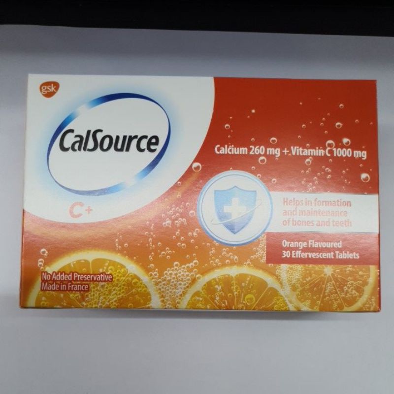GSK Calsource Calcium 260mg + Vitamin C 1000mg Effervescent Tablets 30s ...