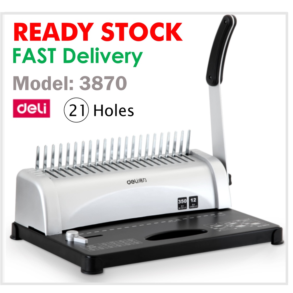 Deli 3870 Manual Heavy Comb Binding Machine 21 Holes A4 Paper Binding ...