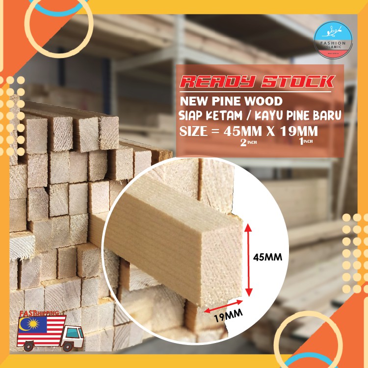 ( READYSTOCK ) kayu pine baru 45 x 19mm 1x2 (5feet long ) | Shopee Malaysia