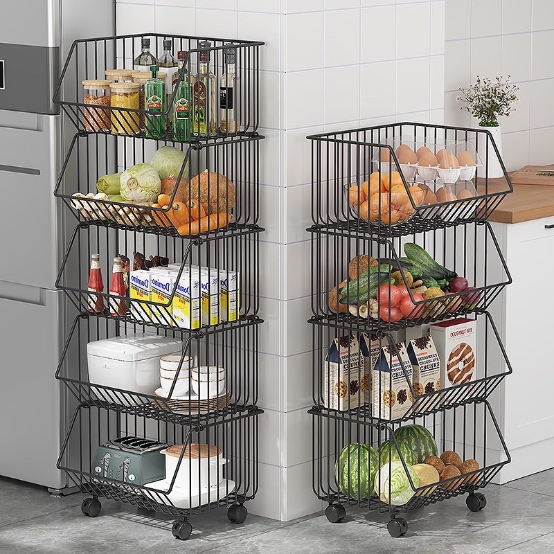 Yayashop_88 4 Tiers Movable Kitchen Rack Trolley Storage Rack Spice ...