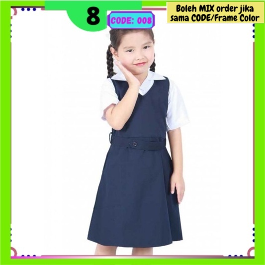 L008 PRIMARY SCHOOL BLUE DRESS UNIFORM SET PINAFORE | Shopee Malaysia