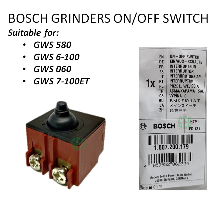 Replacement On-Off Power Switch For GWS 6-100 / 580 / 060 / 7-100ET ...