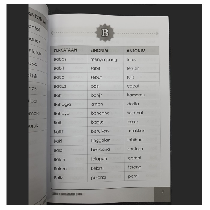 SV Sinonim dan Antonim Tahap 1 & Tahap 2 Sekolah Rendah Tahun 1 Hingga ...