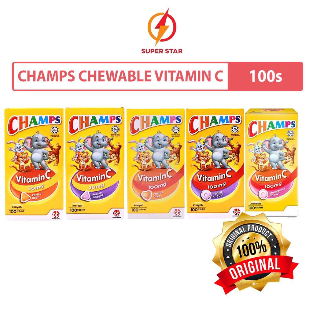 Champs Chewable Vitamin C 30mg/100mg 100s | Shopee Malaysia