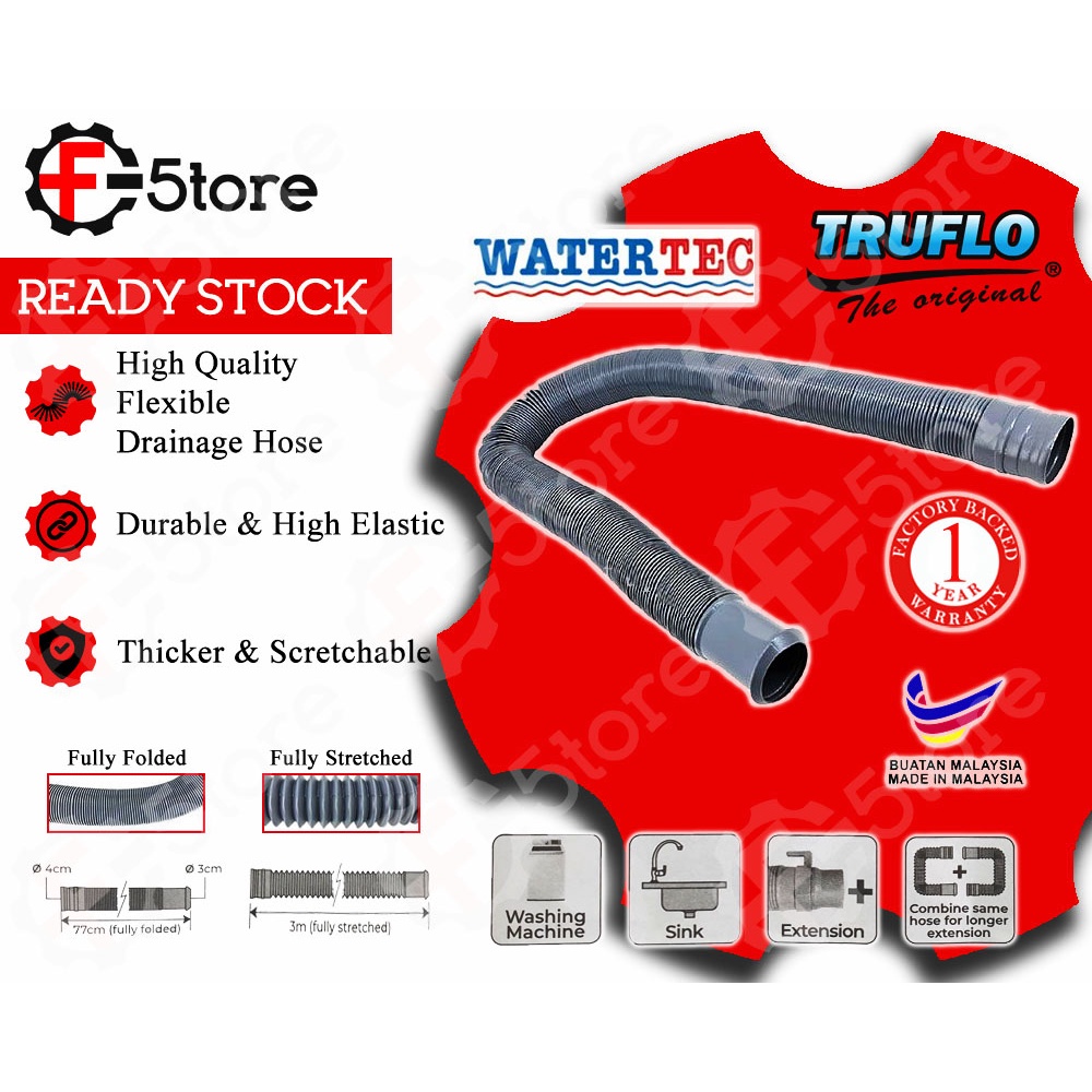[Ready Stock] Truflo 3 Meter Flexible Extendable Drainage Hose WM0020 ...