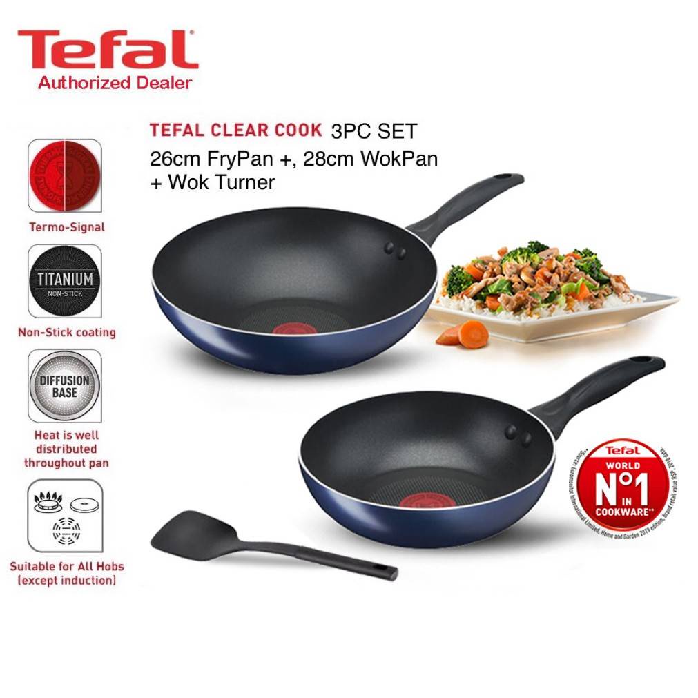 Tefal Clear Cook 3-PC Set (FP26+WP28+Small Spatula) (B266S3) | Shopee Malaysia