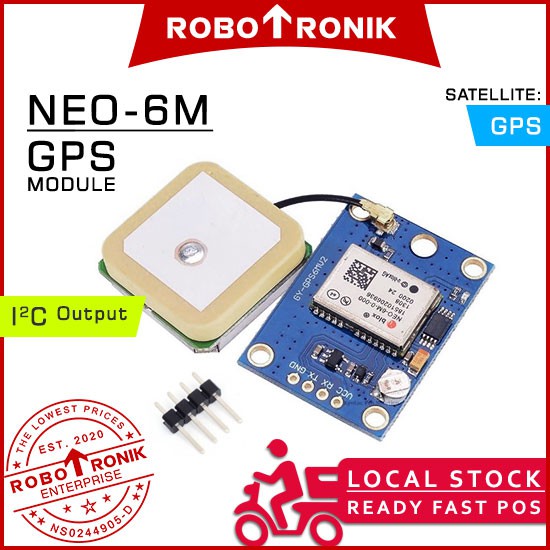 GPS Module NEO 6M Receiver w/ Ceramic Antenna, Track Location Time ...