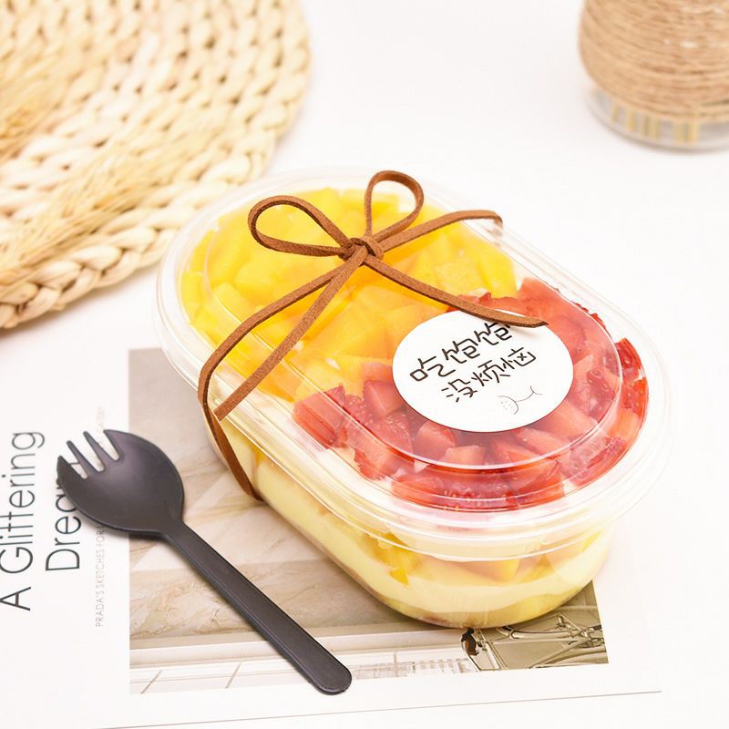 Plastic Container 500ml Bujur Shape Fruit Cake Tornado Cake Tiramisu ...