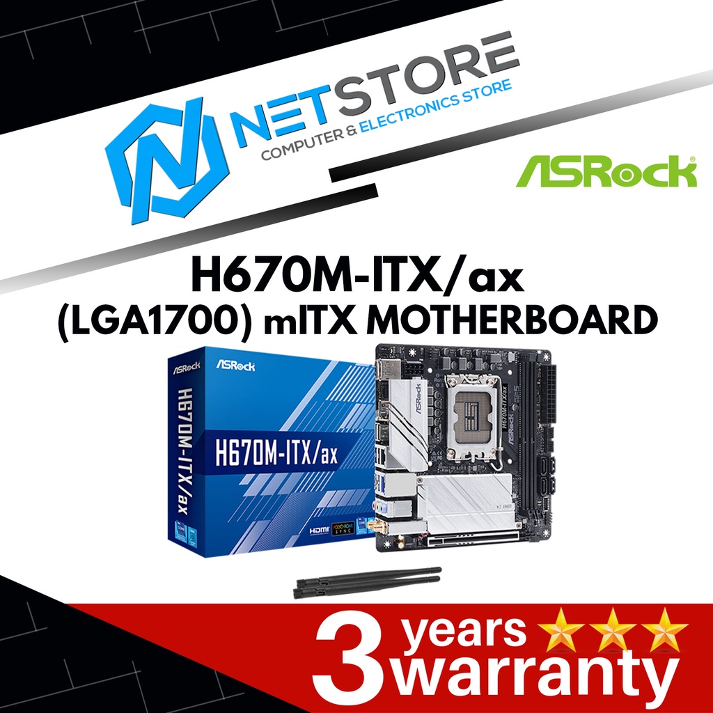 ASROCK H670M-ITX/ax (LGA1700) mITX MOTHERBOARD - ASRK-H670M-ITX/AX ...
