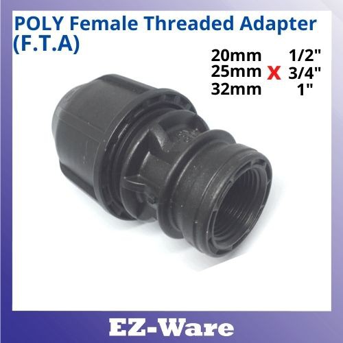 POLY Female Thread Adaptor FTA PP Poly Water Connection Fitting (20 25 ...