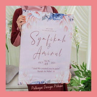 Welcome Board Wedding Kahwin Full Color, Wedding Signage, Welcome Board ...